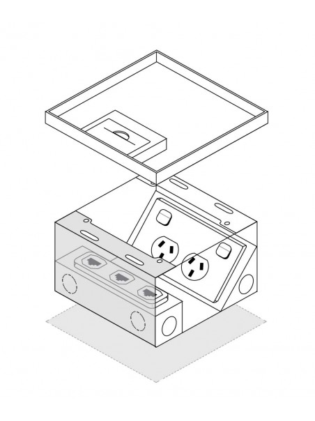 FFOB-149/2P3D Floor Box 1x Standard GPO & 3x Data
