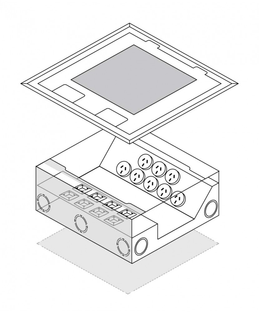 FFOB-149/2P3D Floor Box 1x Standard GPO & 3x Data