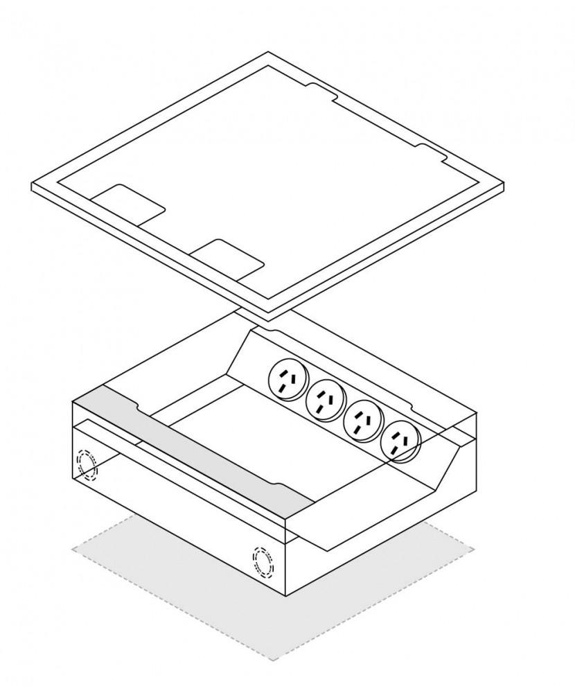 FFOB-149/2P3D Floor Box 1x Standard GPO & 3x Data