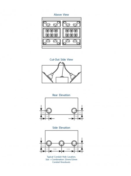 FFOB-340 4 X DGPO Outlet 12 Single Data Outlets