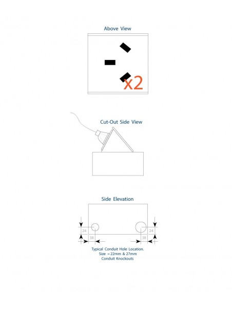 POP UP 2 X 10Amp AUTO SWITCHED GPO OUTLET