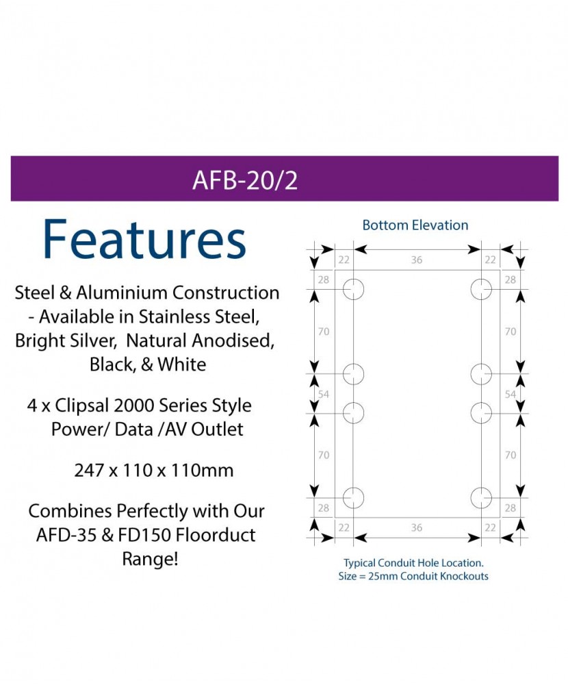 FFOB-149/2P3D Floor Box 1x Standard GPO & 3x Data