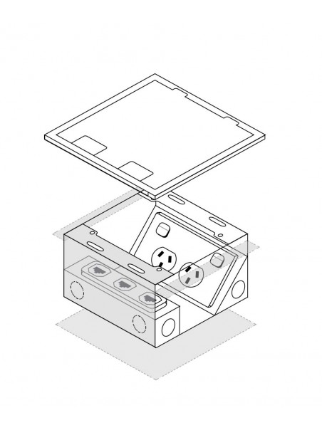 FFOB-148F Floor Box 1x Standard GPO & 3 Data
